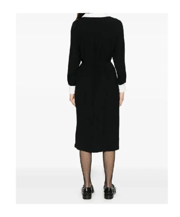 N.21 Long-sleeved Lace-trimmed Collar Patchwork Dress
