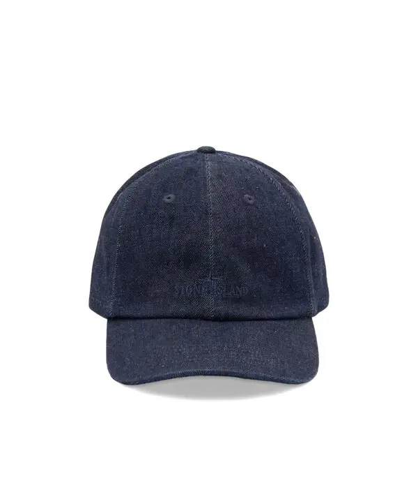 Stone Island Embroidered Logo Baseball Cap - Blue