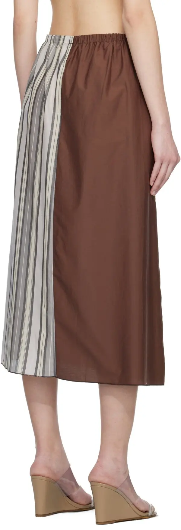 BASERANGE Midi Skirt With Patchwork Stripes