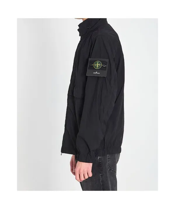 Stone Island Frosted Nylon Stand Collar Jacket - Black