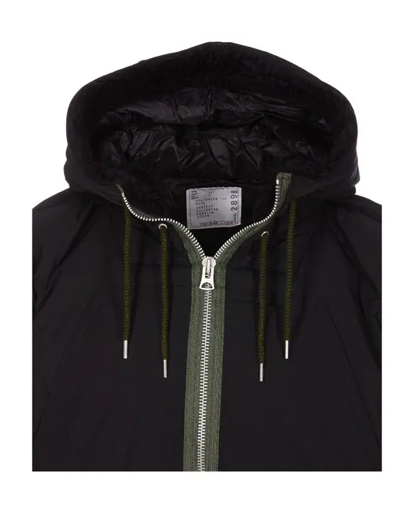 Sacai Hooded Drawstring Parka - Black
