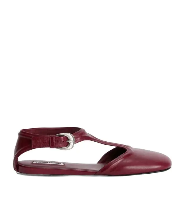 JIL SANDER Mary Jane T-bar Flats - Cedar Red