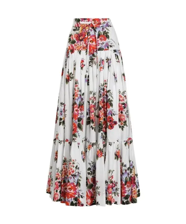 Dolce & Gabbana Floral Printed Tiered Maxi Skirt
