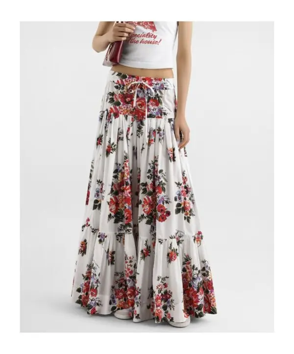 Dolce & Gabbana Floral Printed Tiered Maxi Skirt