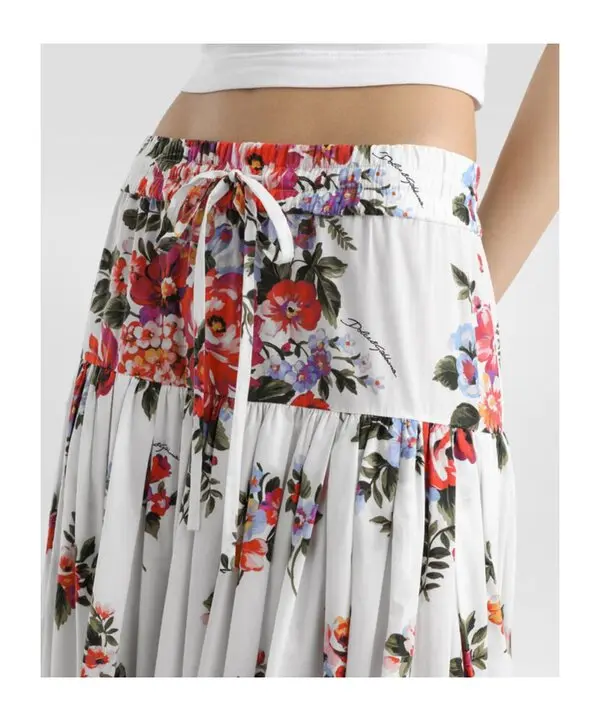 Dolce & Gabbana Floral Printed Tiered Maxi Skirt