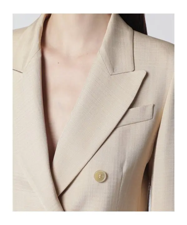 P.a.r.o.s.h Double-breasted Jacket With Front Flap Pockets And Double Back Vents - Nude
