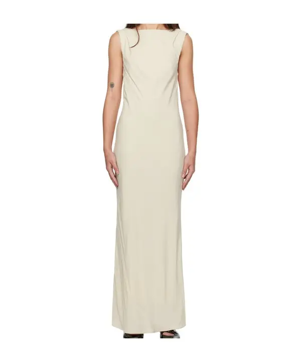 ST. AGNI Beige Draped Cowl Midi Dress - Nude