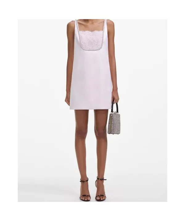 SELF-PORTRAIT Sleeveless Pearl Trim Mini Dress
