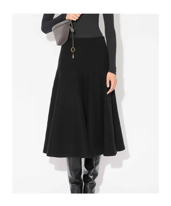 Alaïa Knit Flare Midi Skirt - Black