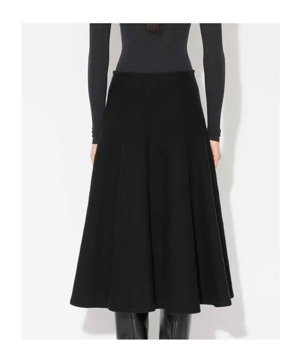 Alaïa Knit Flare Midi Skirt - Black