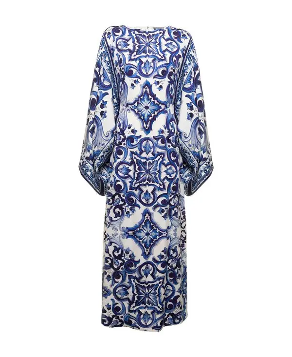 Dolce & Gabbana Majolica Print Silk Maxi Dress