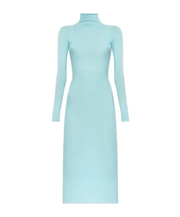 Alaïa High Neck Long Sleeve Dress
