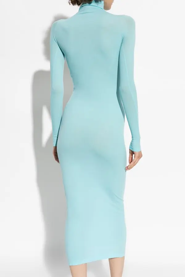 Alaïa High Neck Long Sleeve Dress