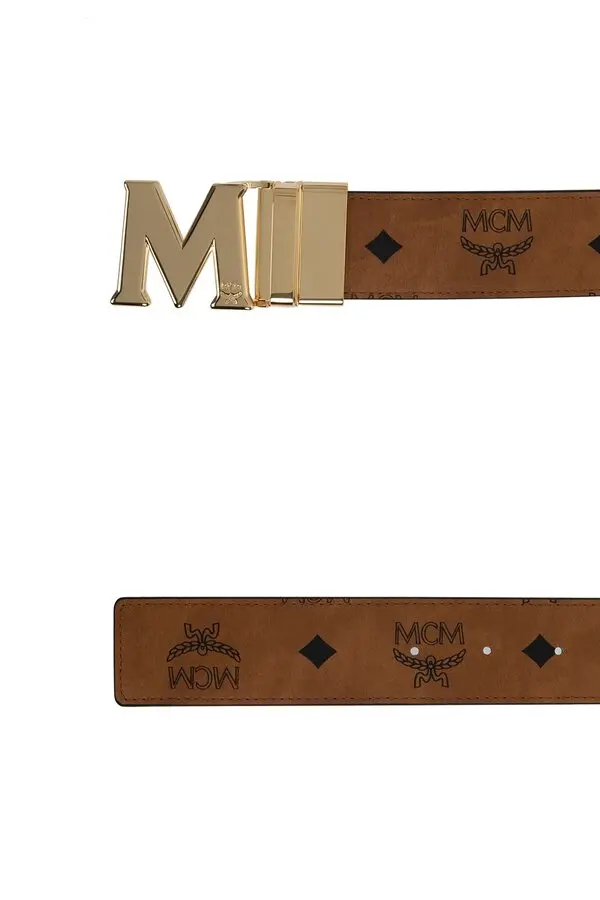 Mcm Claus M Monogram Printed Reversible Belt - Brown
