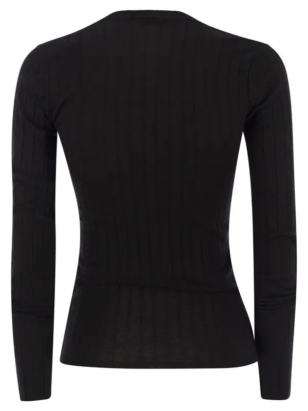 Brunello Cucinelli Long Sleeve V-neck Ribbed Jumper