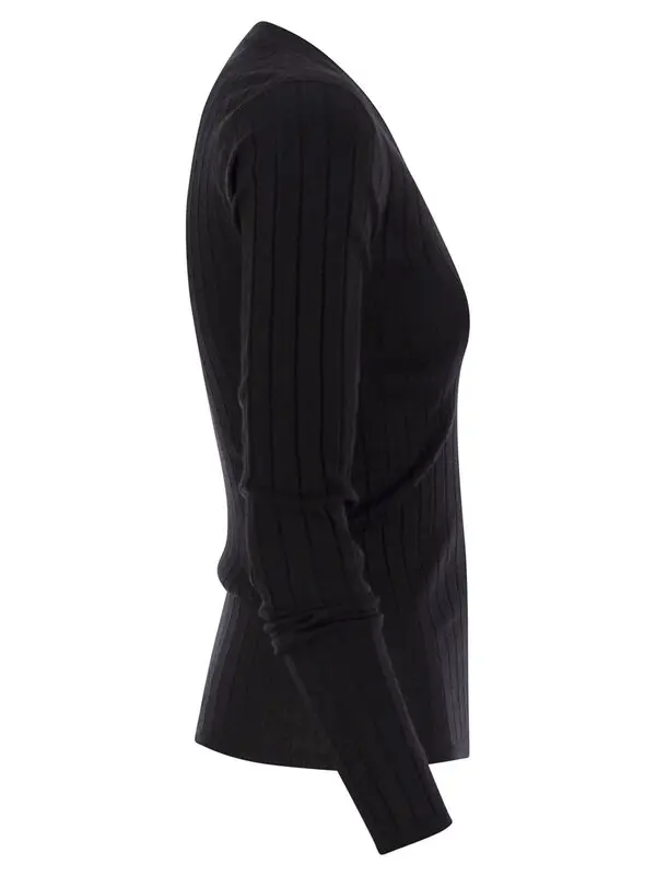Brunello Cucinelli Long Sleeve V-neck Ribbed Jumper
