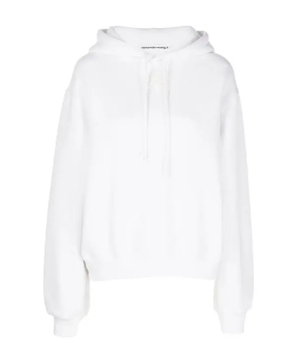 Alexander Wang Dipped Logo Drawstring Hoodie - White