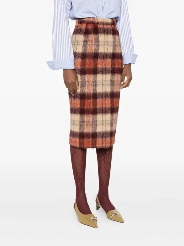 N.21 Checked Midi Skirt
