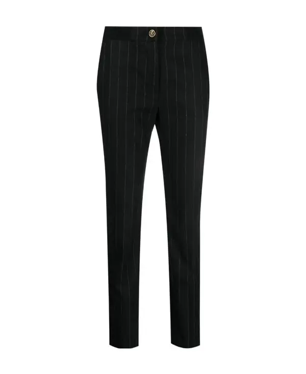 Versace Pinstriped Mid-waisted Trousers - Black