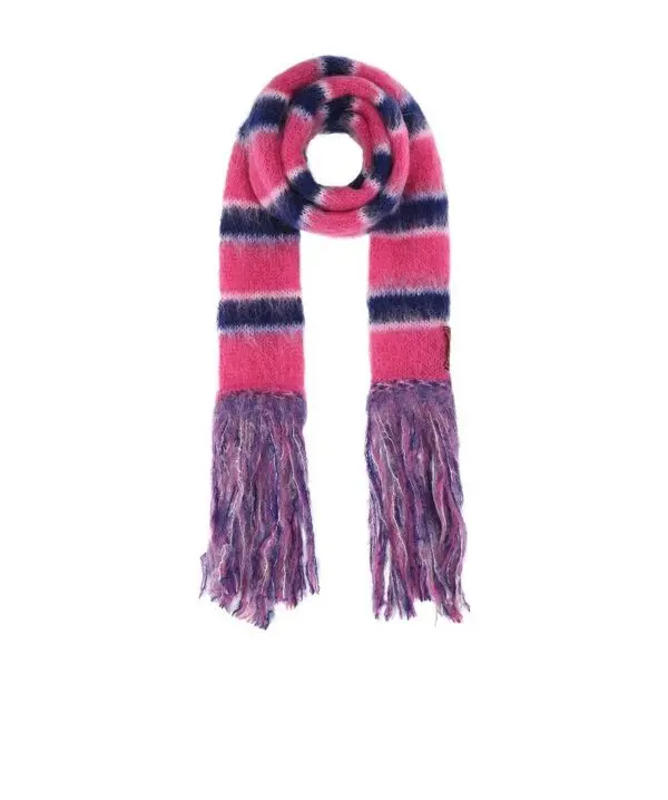 Marni Fringed Striped Scarf - Purple