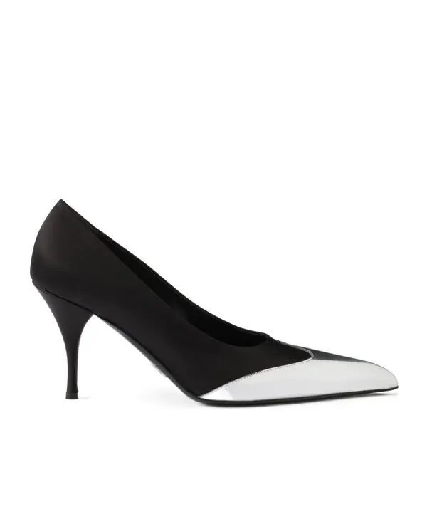 Prada Two-tone Pointed Toe Stiletto Pumps - Black