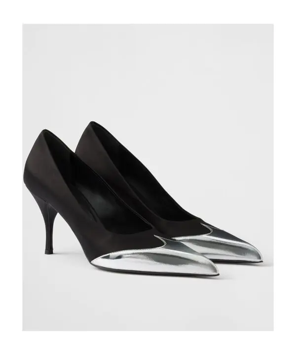 Prada Two-tone Pointed Toe Stiletto Pumps - Black