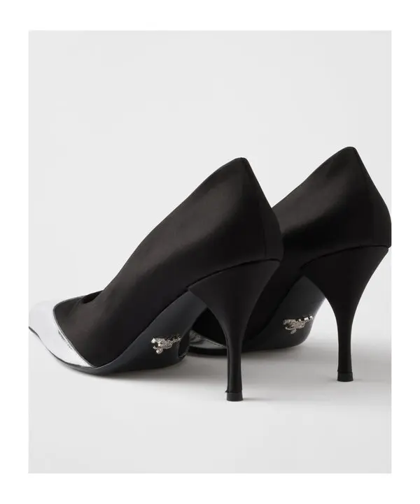 Prada Two-tone Pointed Toe Stiletto Pumps - Black