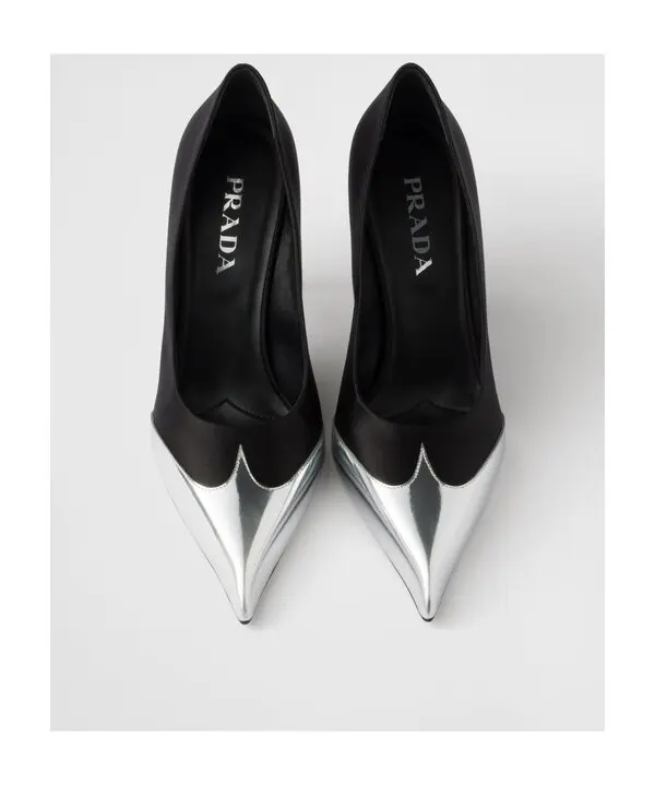 Prada Two-tone Pointed Toe Stiletto Pumps - Black