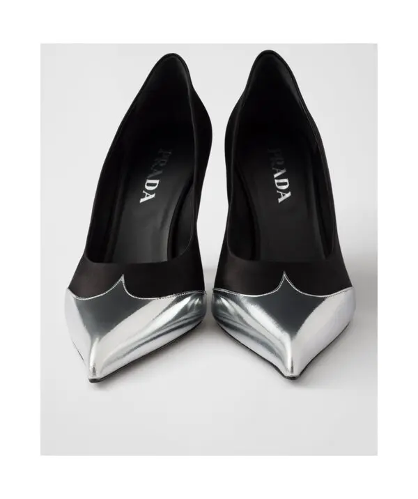 Prada Two-tone Pointed Toe Stiletto Pumps - Black