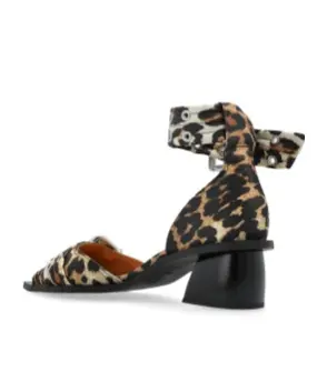 GANNI Leopard Print Ankle Strap Pumps - Leopard Color