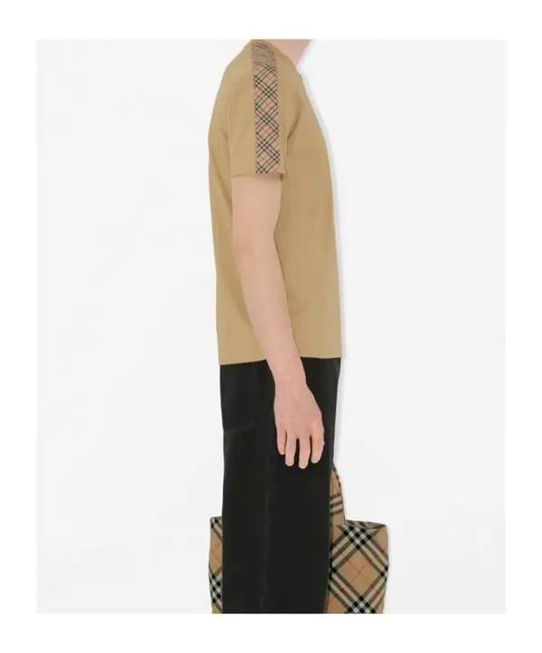 Burberry Check Trim Crewneck T-shirt - Flax