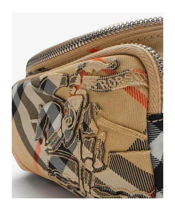 Burberry Checked Ekd Motif Small Belt Bag - Sand-colored