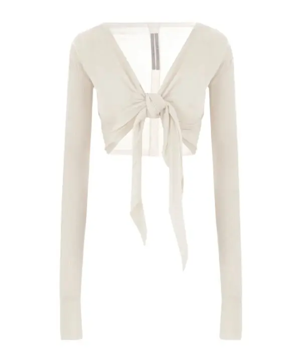 Rick Owens Tie-front Ribbed Cardigan - White