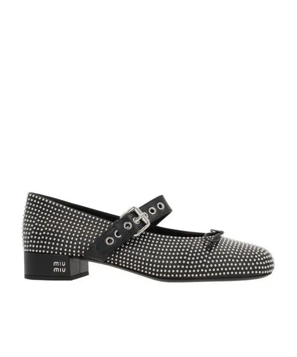 Miu Miu Embellished Ballerina With Buckle Detail