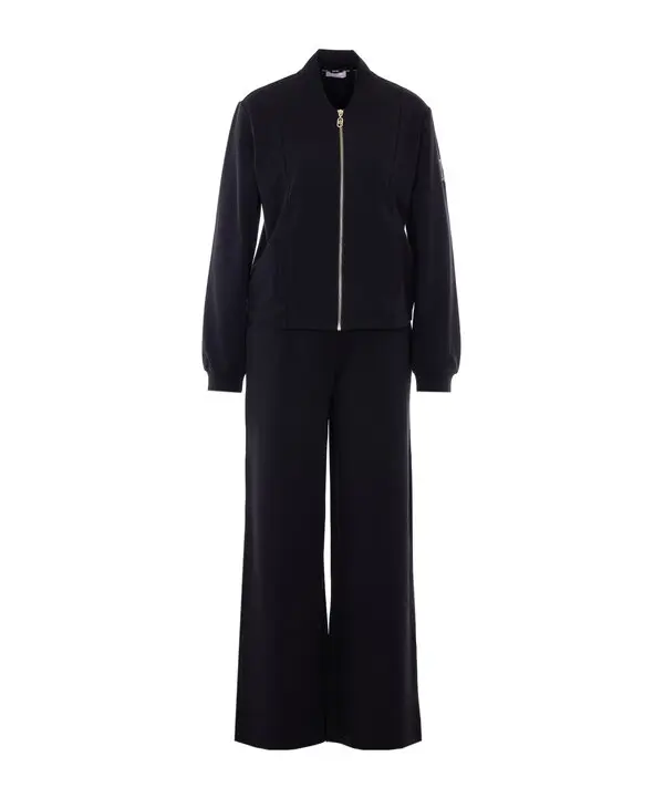 Liu Jo Logo Detail Zip-up Jumpsuit With Flared Trousers - Black