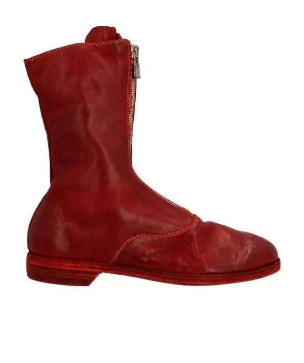Guidi Zipped Ankle Boots - Red