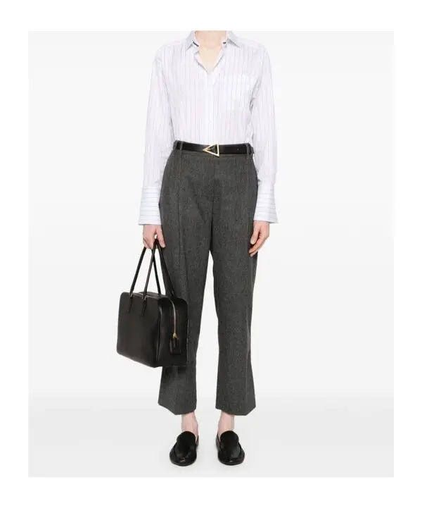 Brunello Cucinelli Pleated Straight Leg Pants - Dark Gray