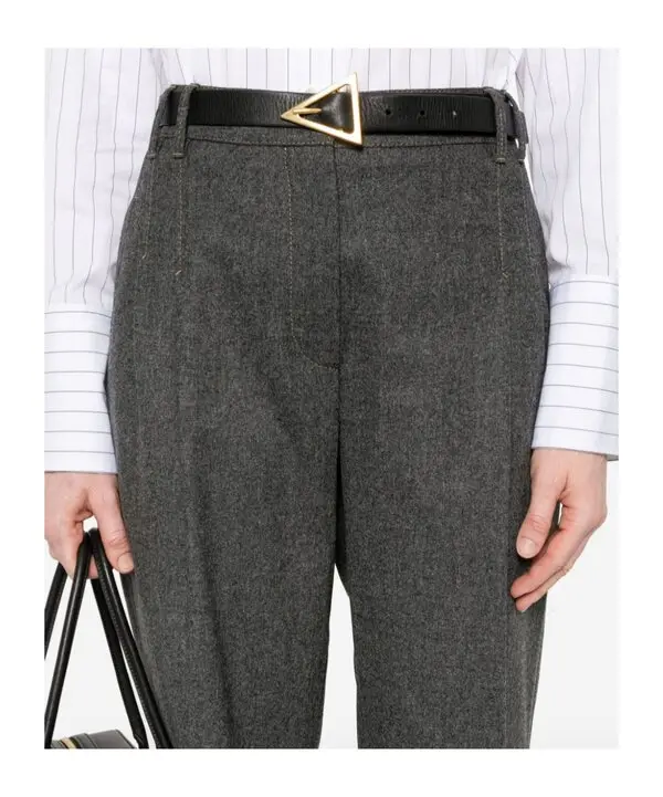 Brunello Cucinelli Pleated Straight Leg Pants - Dark Gray