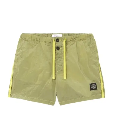 Stone Island Logo Patch Drawstring Shorts - Lemon Yellow