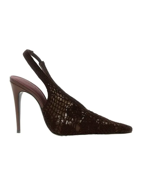 Magda Butrym Slingback Crochet Stiletto Heels - Brown