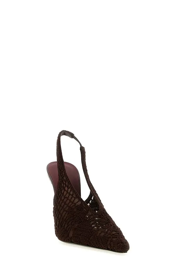 Magda Butrym Slingback Crochet Stiletto Heels - Brown