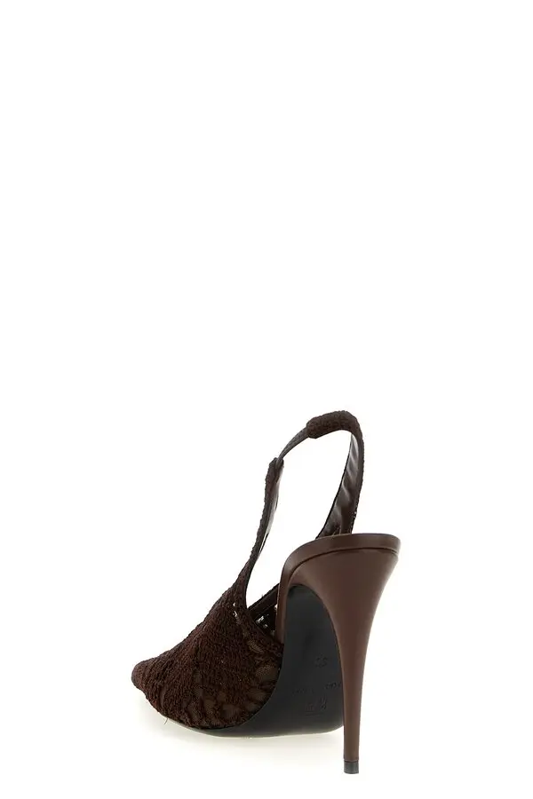 Magda Butrym Slingback Crochet Stiletto Heels - Brown