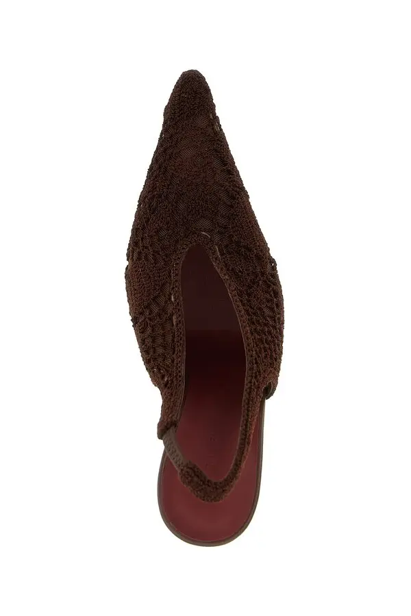 Magda Butrym Slingback Crochet Stiletto Heels - Brown