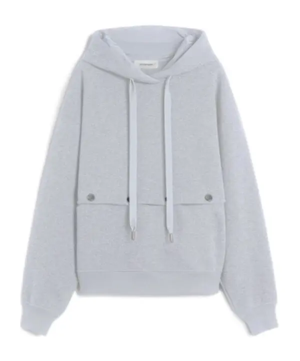 Sportmax Hooded Sweatshirt With Branded Metal Snaps - Medium Gray