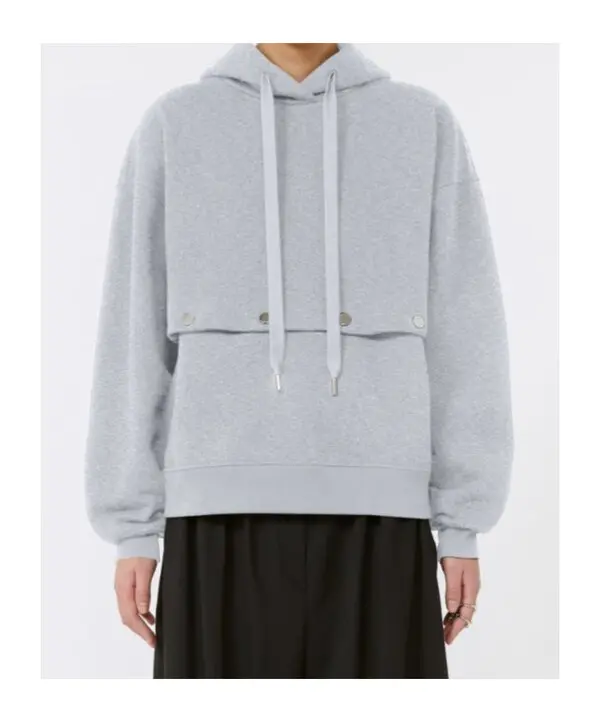 Sportmax Hooded Sweatshirt With Branded Metal Snaps - Medium Gray