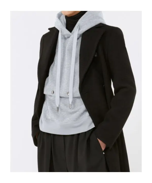 Sportmax Hooded Sweatshirt With Branded Metal Snaps - Medium Gray