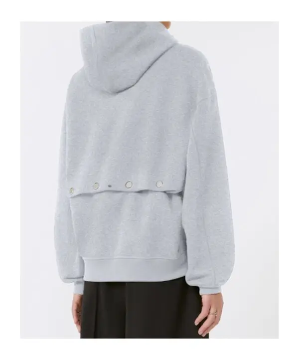 Sportmax Hooded Sweatshirt With Branded Metal Snaps - Medium Gray