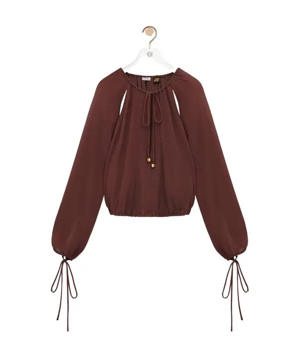 Loewe Seersucker Blouse With Anagram Pebble Detail