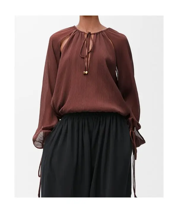 Loewe Seersucker Blouse With Anagram Pebble Detail