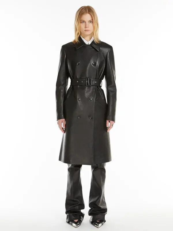 Sportmax Belted Leather Trench Coat
